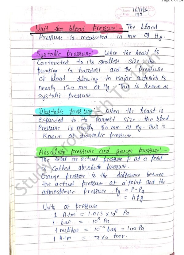 Chapter 10: Class 11 Physics Mechanical properties of fluids Notes