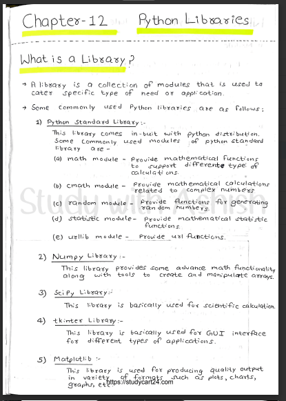 Free Class 12 Computer Science Notes - Best Handwritten PDF
